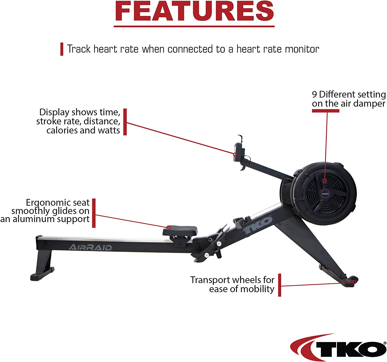 TKO AirRaid Rowing Machine | Commercial Cardio Machine for Indoor Use ...